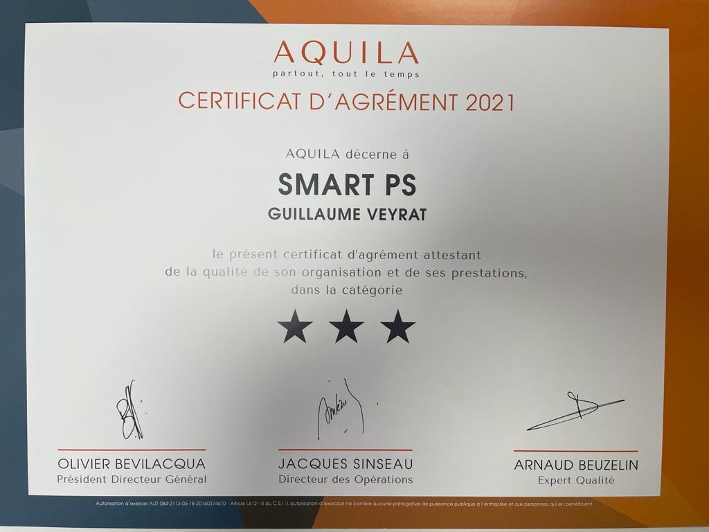 Actu SmartPS : Renouvellement de la certification Aquila pour Smart PS